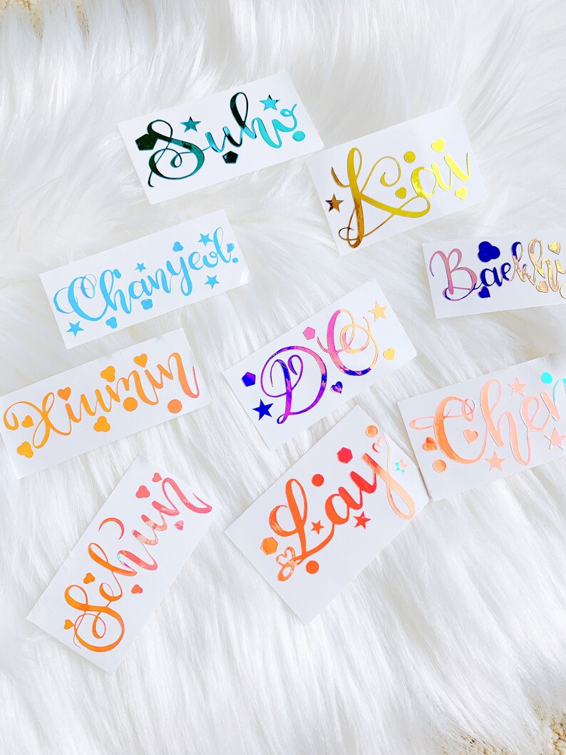 Calligraphy EXO Holographic Vinyl Stickers for Concert - Etsy