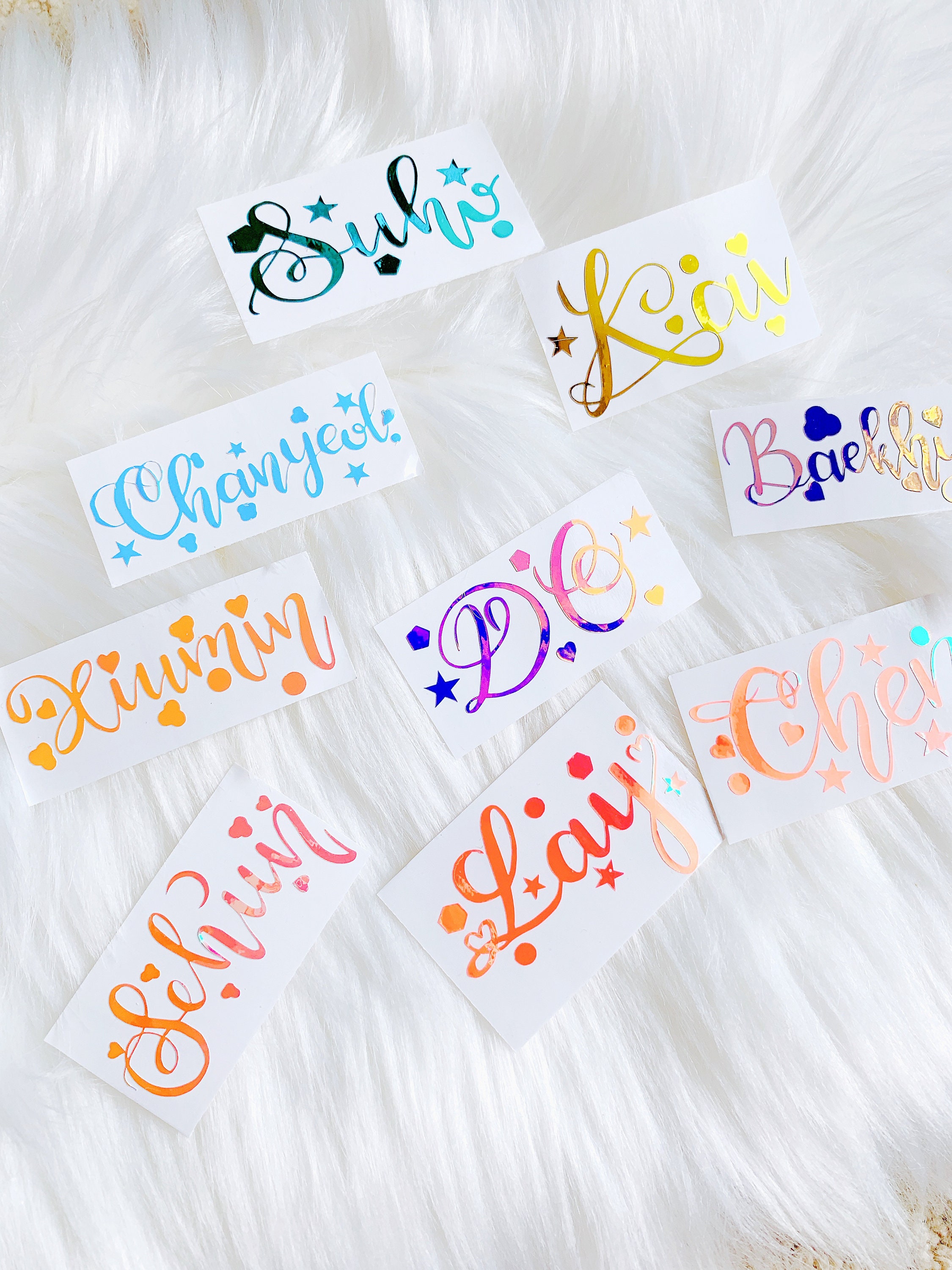 Calligraphy EXO Holographic Vinyl Stickers for Concert | Etsy