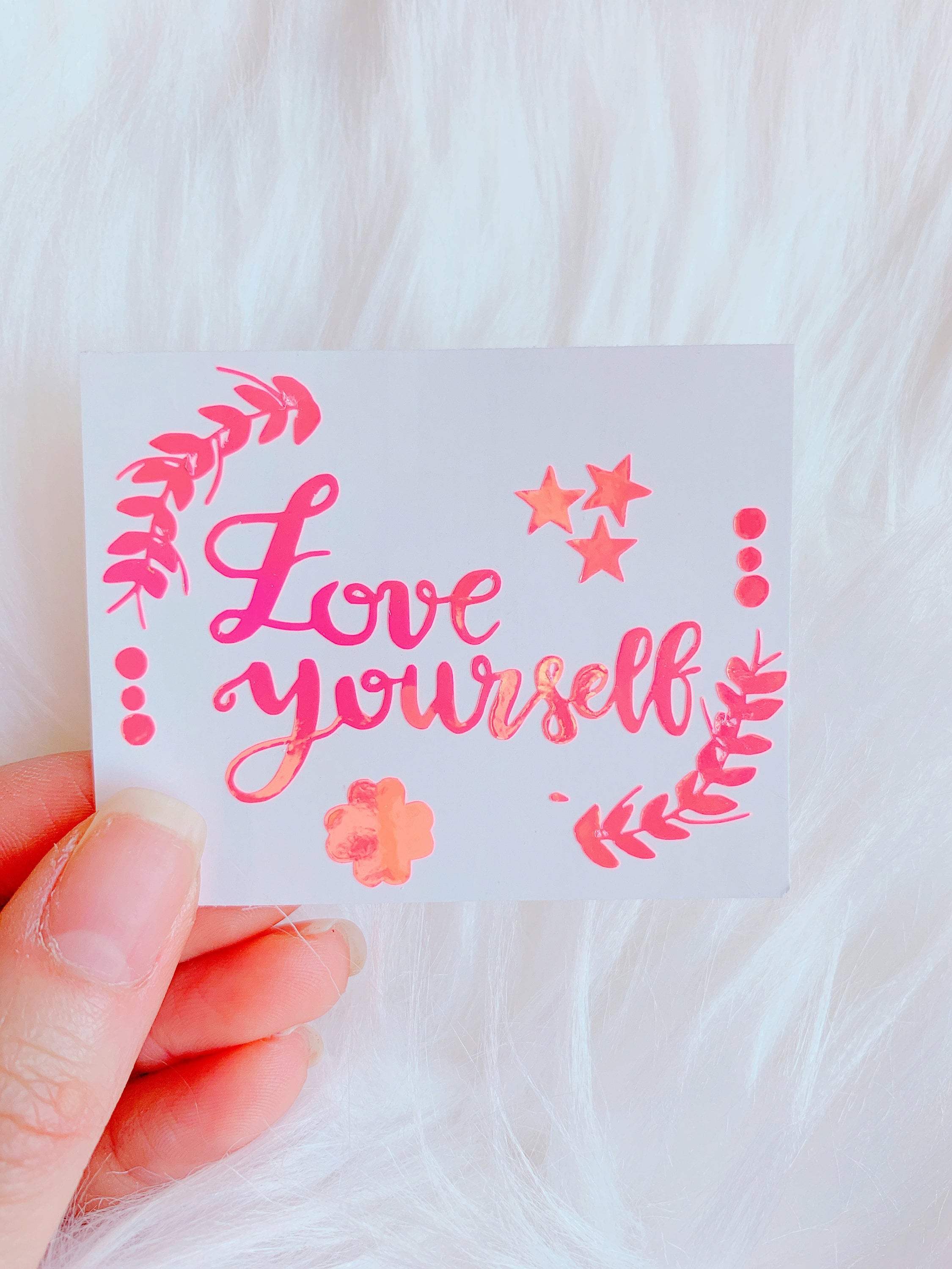 Love Yourself Holographic Vinyl Sticker Decal Calligraphy - Etsy