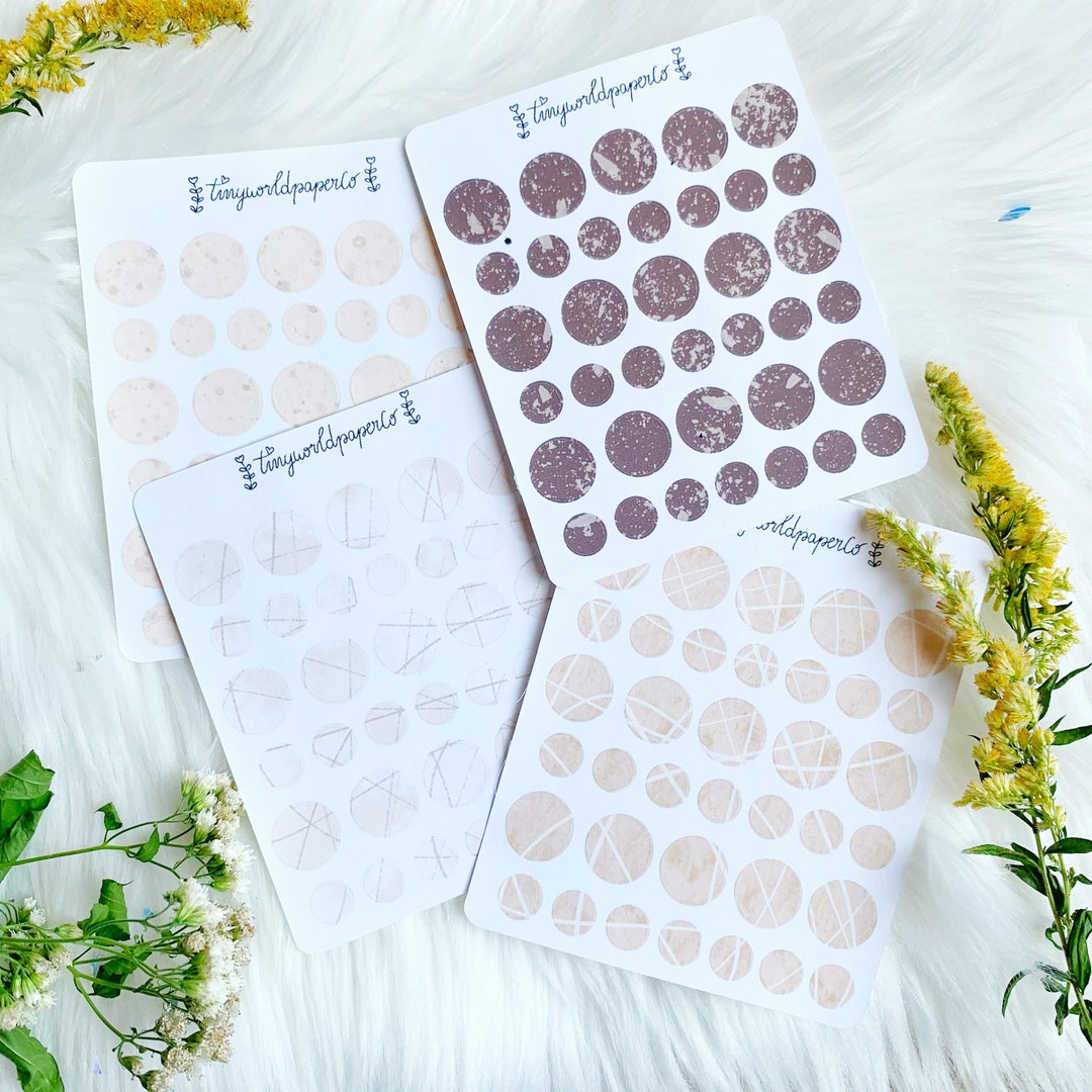 Doodle Circle Sticker Sheet | Moon Sticker | Decorative Circle Sticker ...