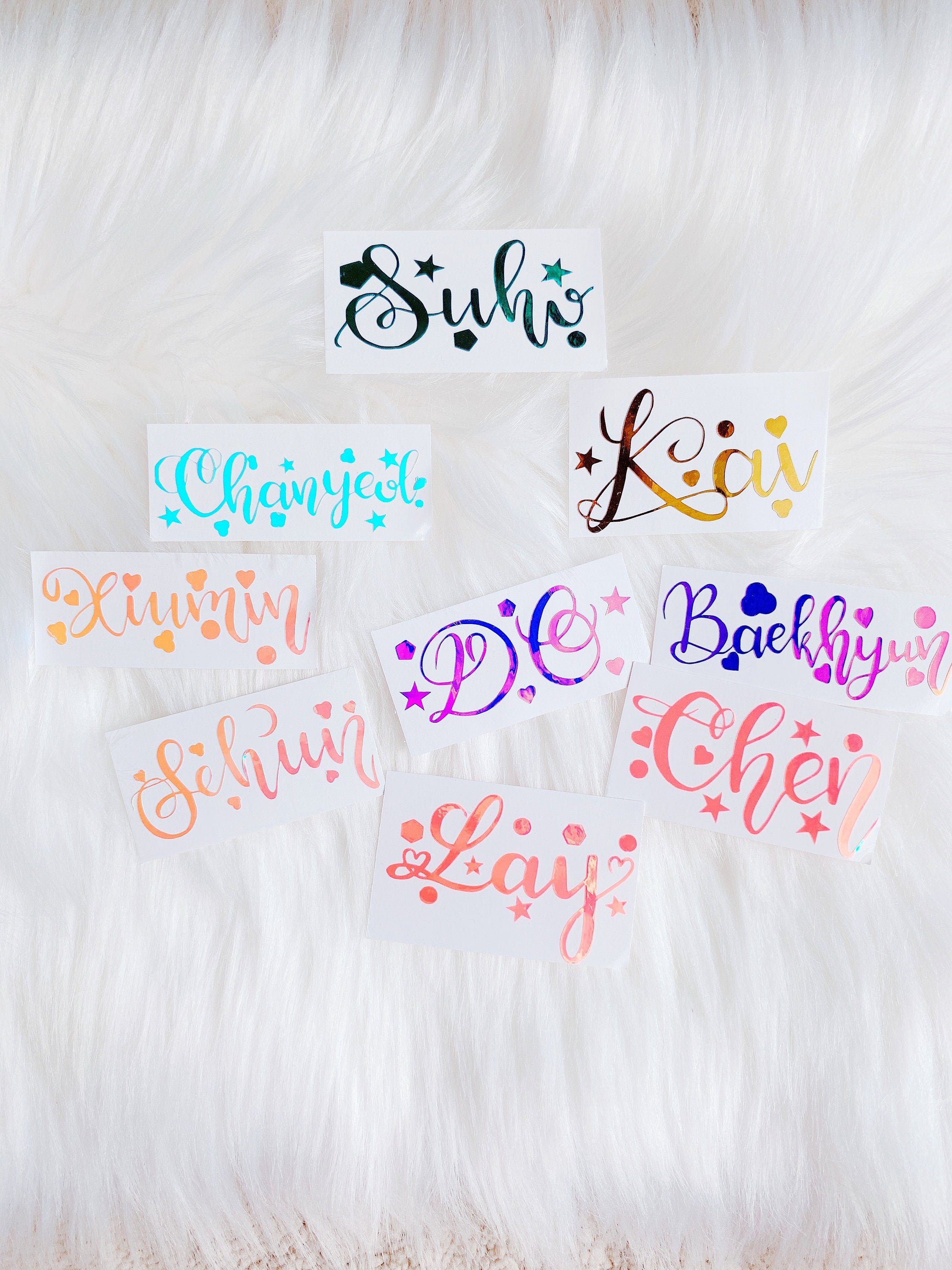 Calligraphy EXO Holographic Vinyl Stickers for Concert Lightstick ...