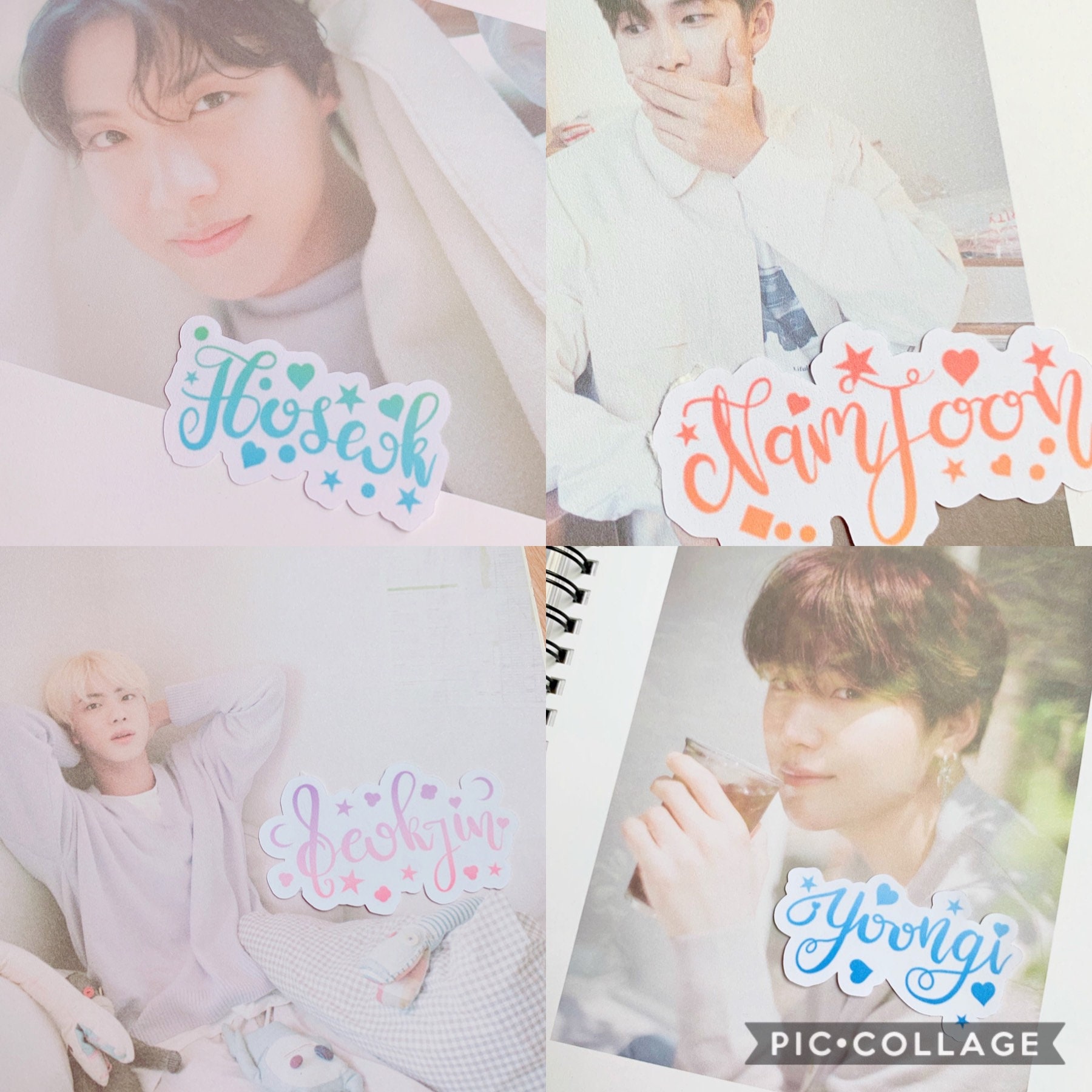 BTS Stickers Calligraphy Names Handlettering Kawaii BTS | Etsy