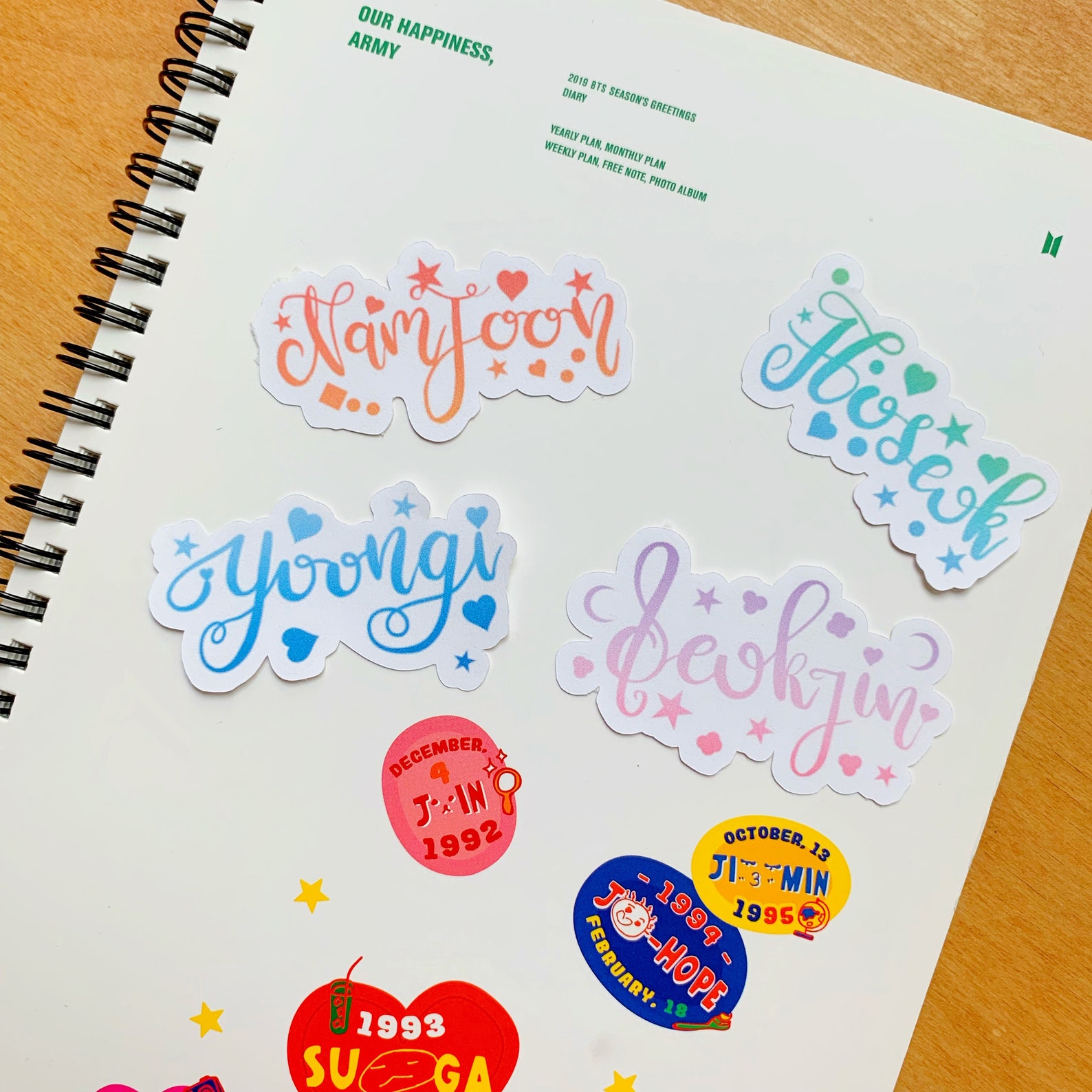 BTS Stickers Calligraphy Names Handlettering Kawaii BTS Name Tags Kpop ...