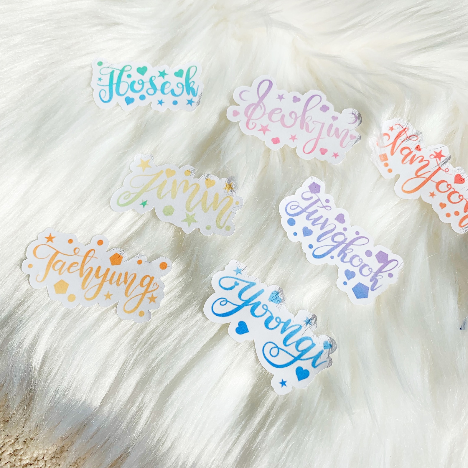 BTS Stickers Calligraphy Names Handlettering Kawaii BTS Name Tags Kpop ...