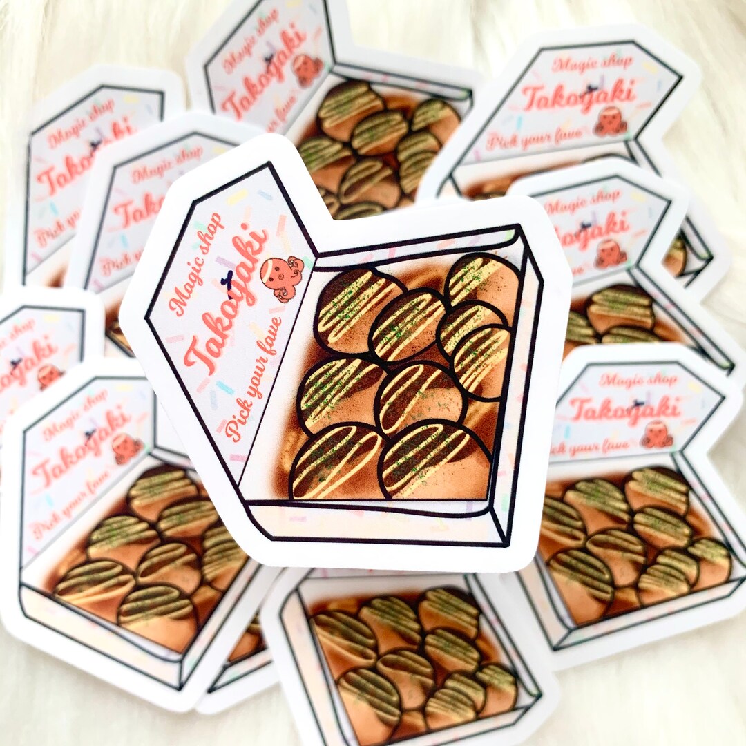 Takoyaki Food Sticker | Japanese Food Sticker | Kawaii Die Cut Sticker ...