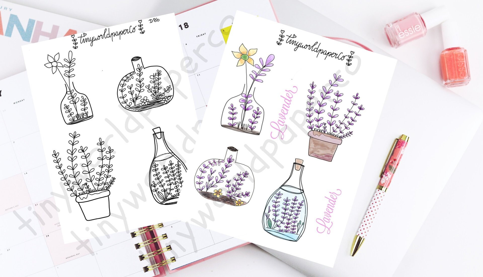 Plant Doodling-planner Stickers- Flower Stickers - Diary Stickers ...