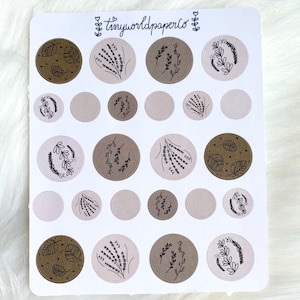 Circle Leaf Journal Sticker - Moon Botanical Sticker - Vintage ...