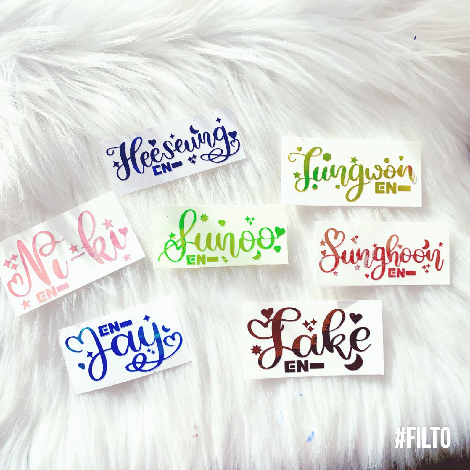 Holographic Enhypen Name Tags Vinyl Stickers Decal Concert | Etsy