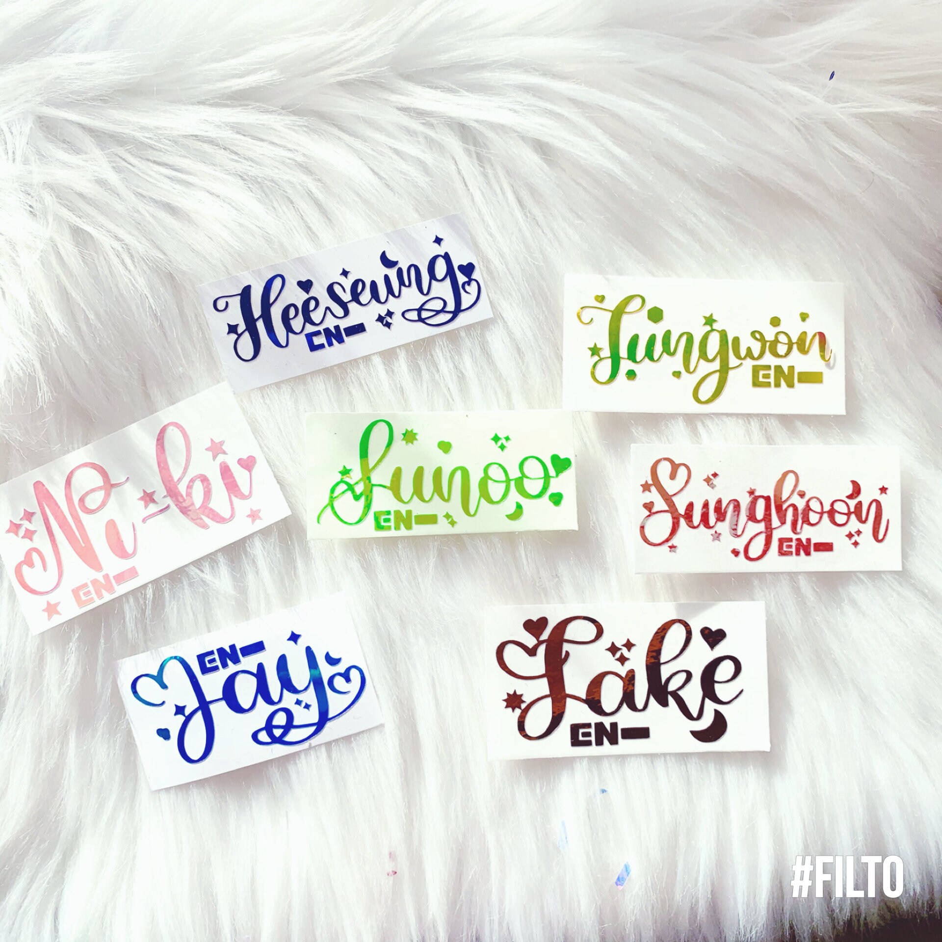 Holographic Enhypen Name Tags Vinyl Stickers Decal Concert | Etsy