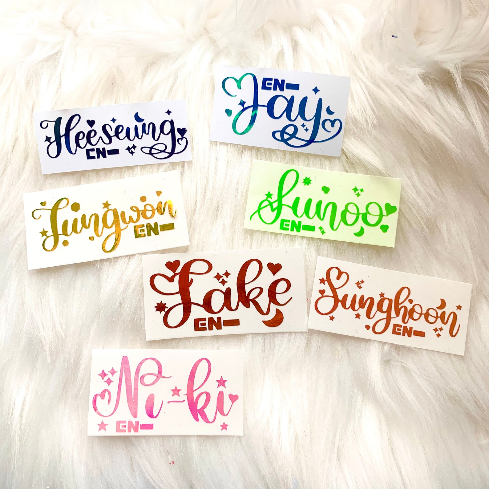 Holographic Enhypen Name Tags Vinyl Stickers Decal Concert | Etsy