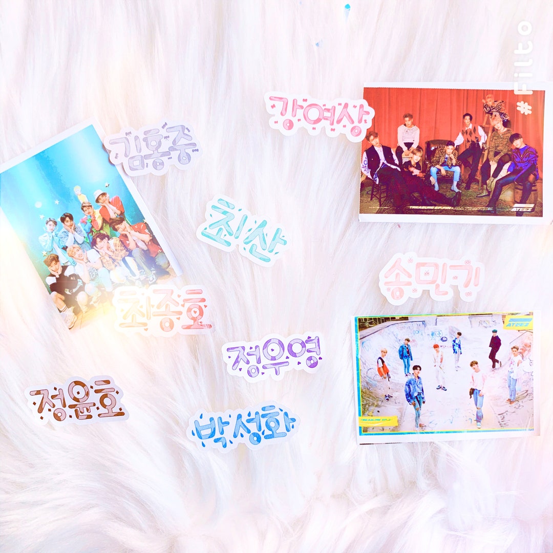 Kawaii ATEEZ Korean Name Tags for Kpop Journal- Kpop Planner Stickers ...