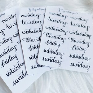 Days of the Week Functional Stickers for Planner Calligraphy Planner ...