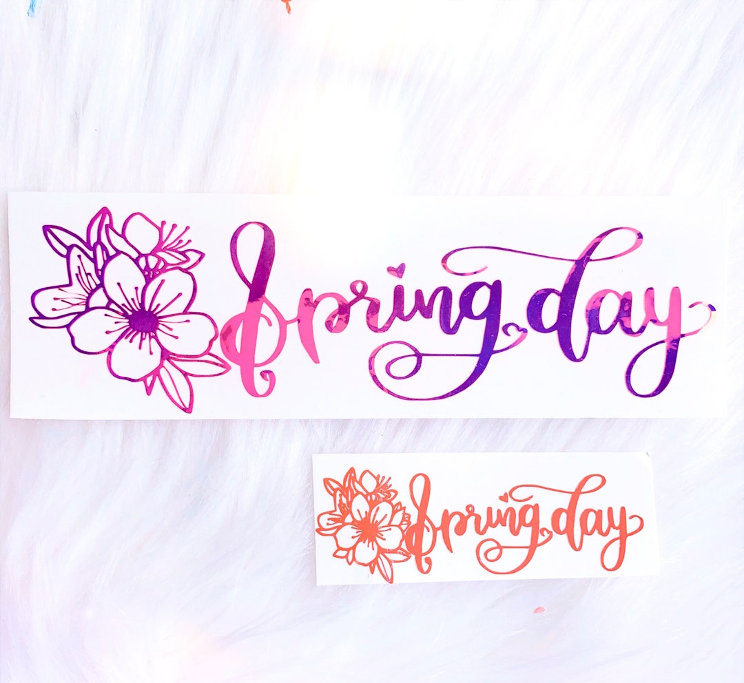BTS "spring Day" Holographic Vinyl Decal- Handlettered Kpop Laptop ...