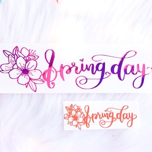BTS "spring Day" Holographic Vinyl Decal- Handlettered Kpop Laptop ...