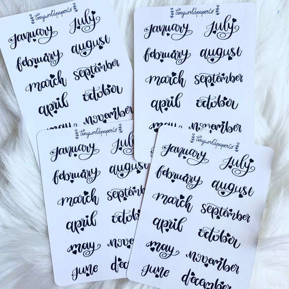 Months of the Year Sticker Sheet Calligraphy Planner | Etsy