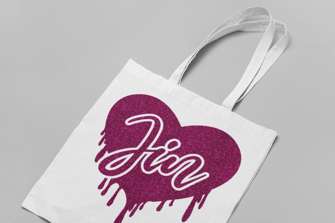 BTS Tote Bag, Jin Canvas Tote Bag, BTS Logo, Heart Shaped Design, BTS ...