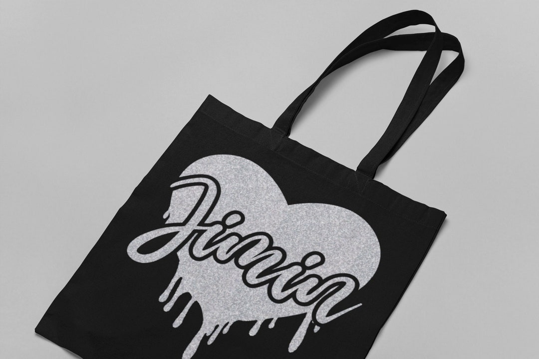 BTS Jimin Canvas Tote Bag, BTS Logo, Heart Shaped Design, BTS Merch ...