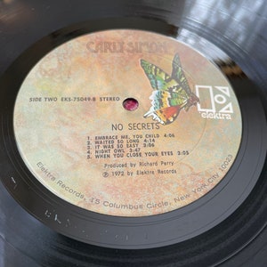 Carly Simon No Secrets 1972 Vinyl Record - Etsy