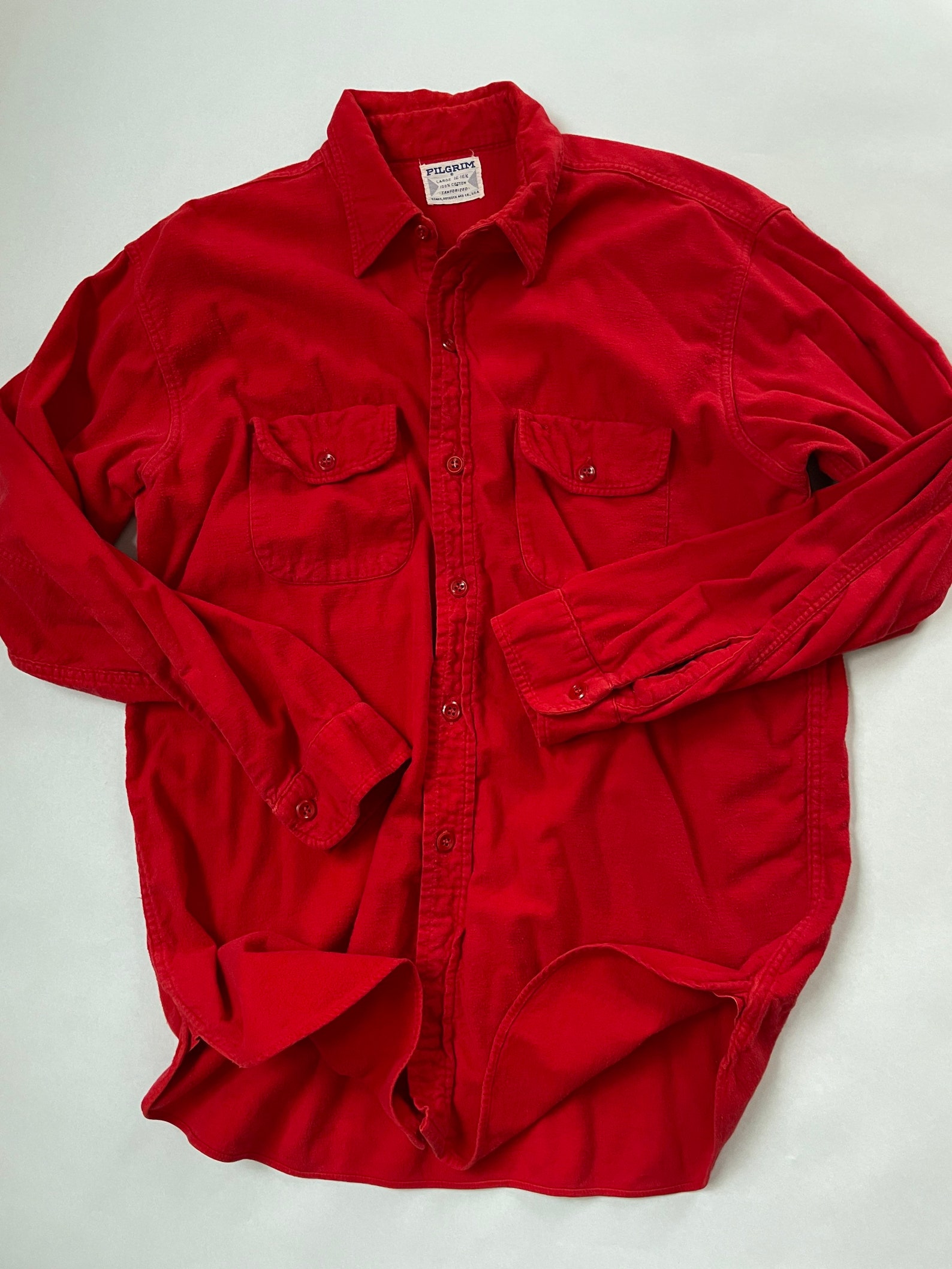 Vintage 1960’s Pilgrim Sears Roebuck Sanforized Button Down Red Shirt ...