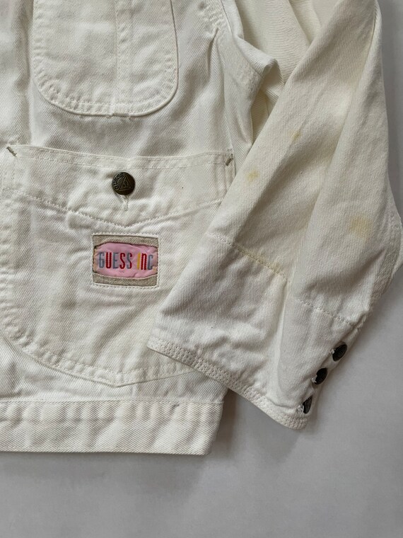 1990’s Medium Guess White Denim Jacket Made in USA - Gem