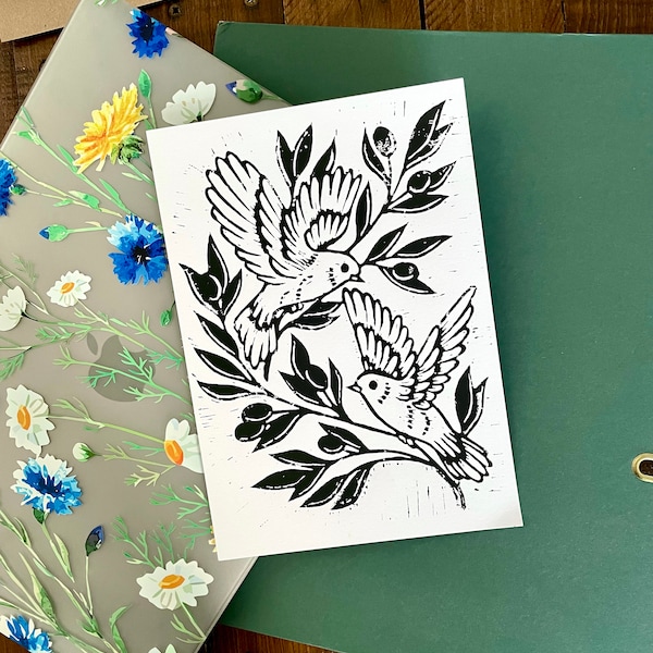 Olive Branch Lino Print - Etsy