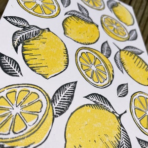 Lemon Fruit Citrus Pattern Lino Print Art Decor Slices Wall Poster Gift ...