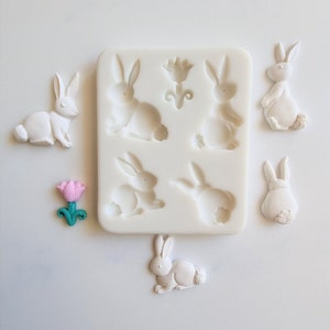 Bunnies Mold,rabbit Mold,4 Bunny Shapes,easter Bunny,polymer Clay Molds ...