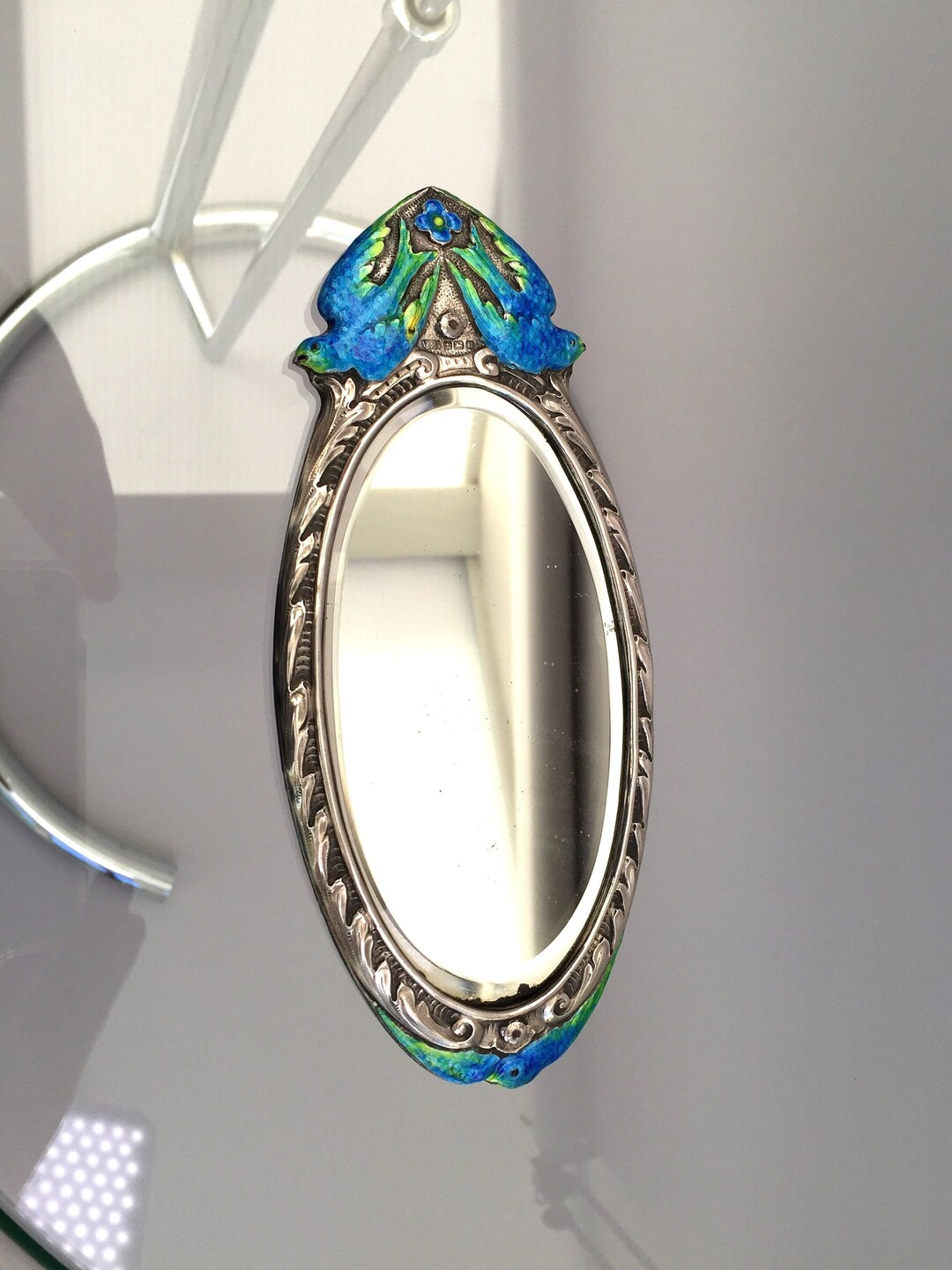 Antique Hand Mirror Silver and Enamel Arts and Crafts Movement Early ...
