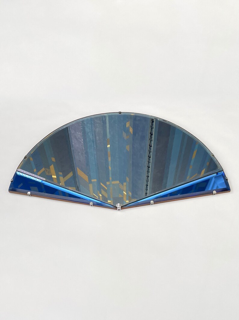 1930s Art Deco Wall Mirror With Blue Glass Vintage Antique - Etsy