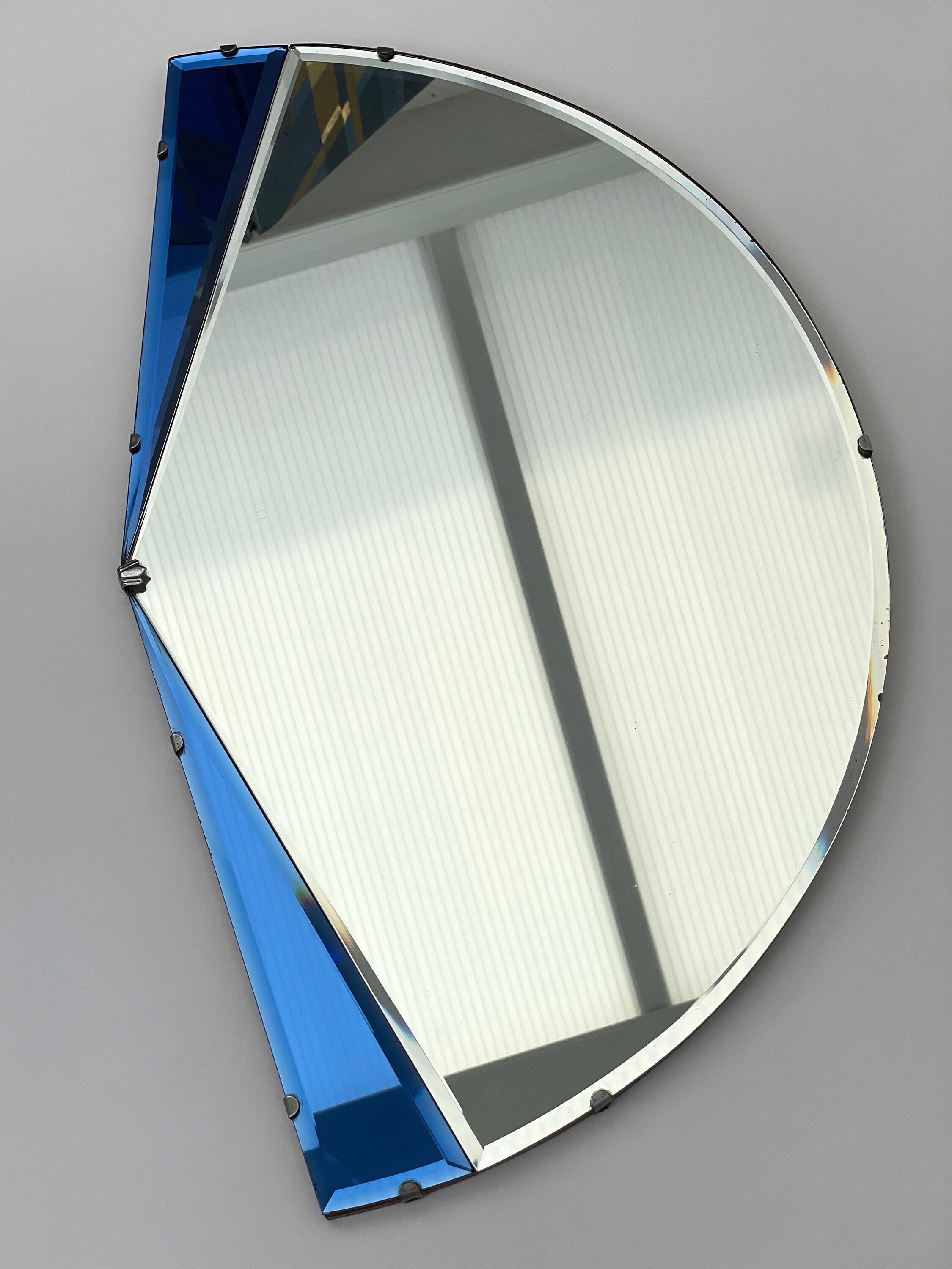 1930s Art Deco Wall Mirror With Blue Glass Vintage Antique - Etsy UK