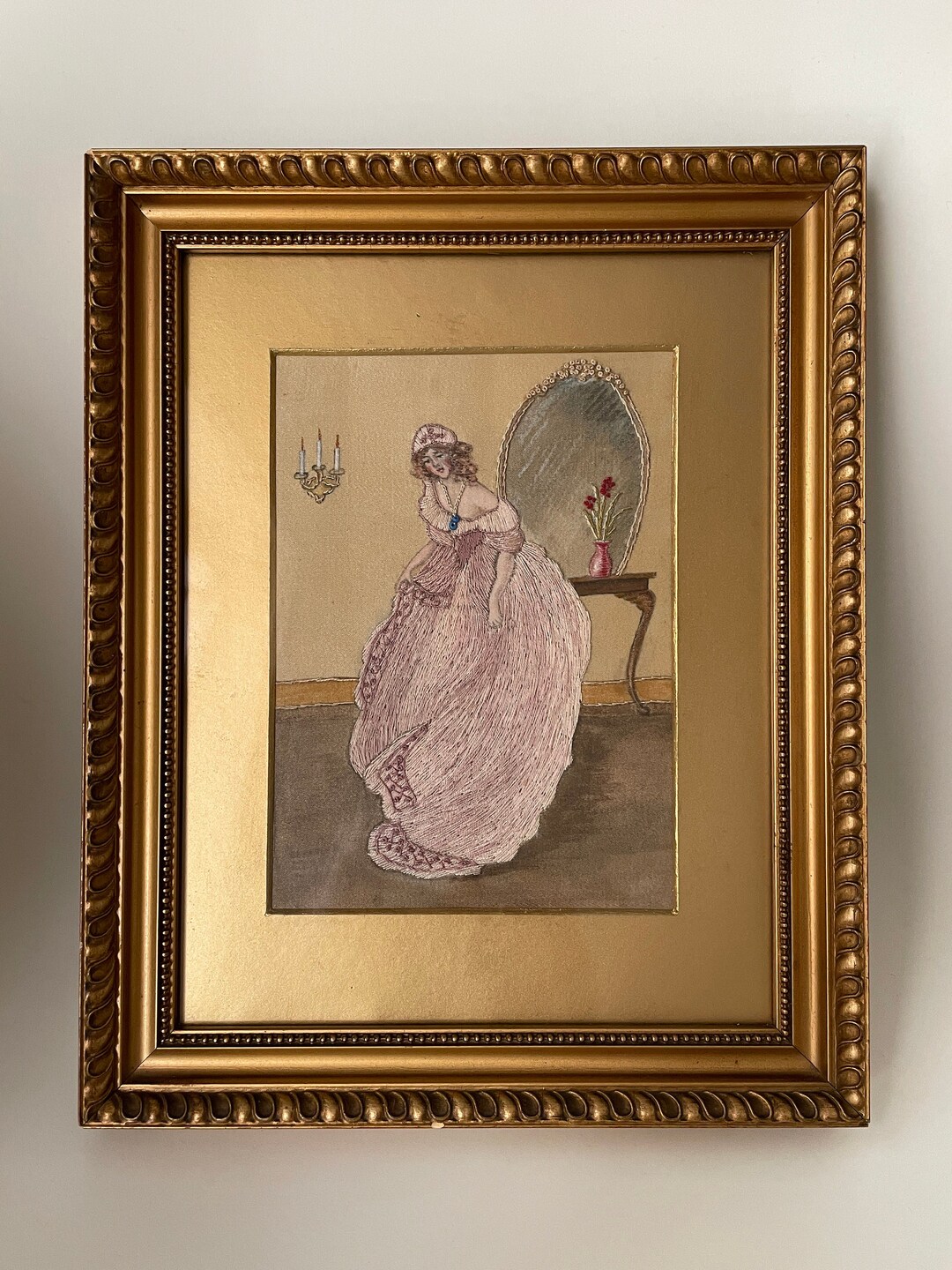 Antique Embroidered Picture of a Lady Liberty of London - Etsy