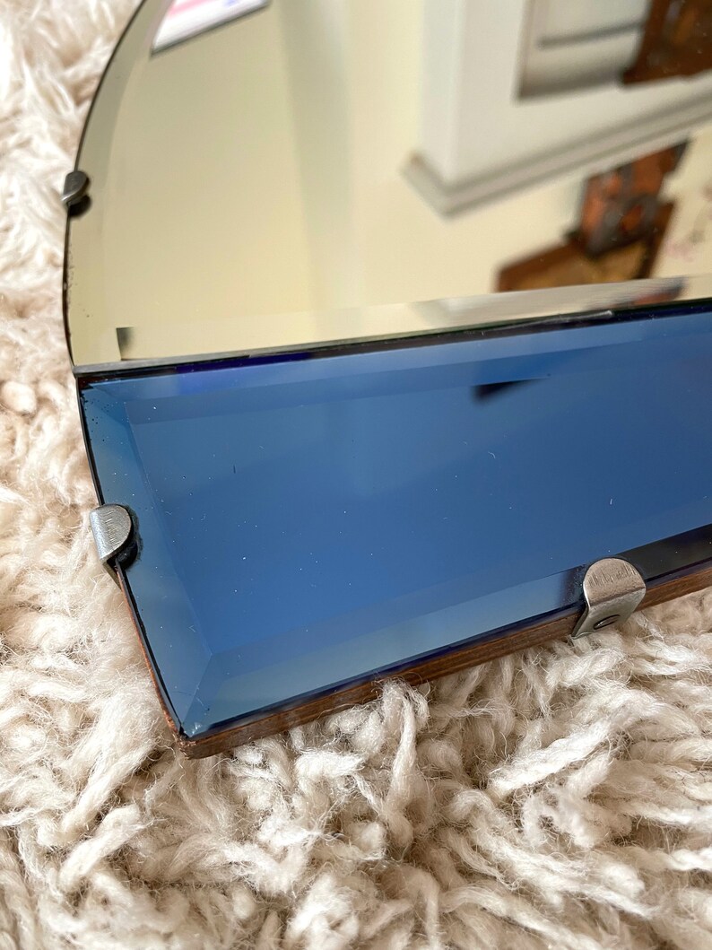1930s Art Deco Wall Mirror With Blue Glass Vintage Antique - Etsy