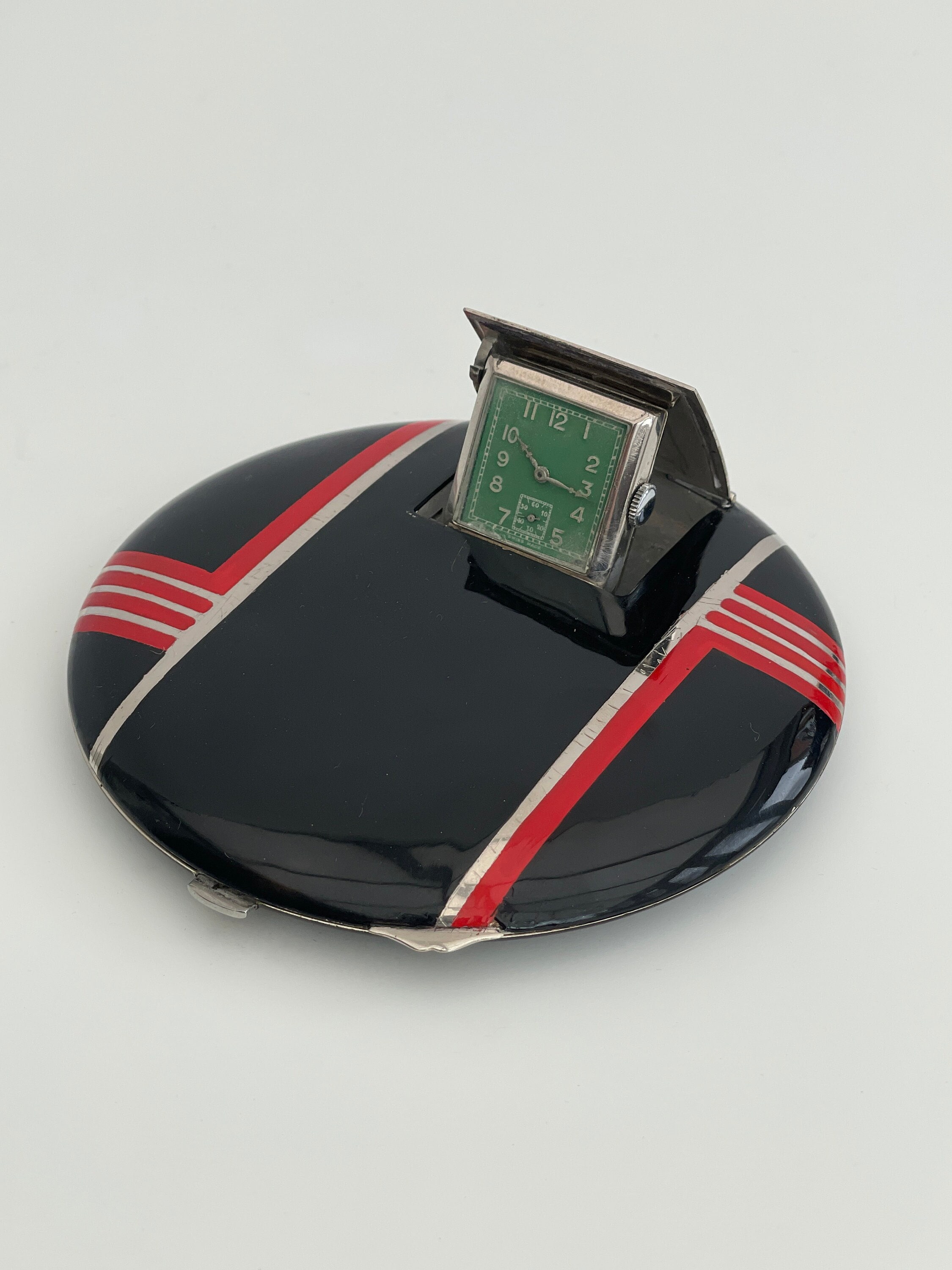 1930s Clock Powder Compact Art Deco Antique - Etsy