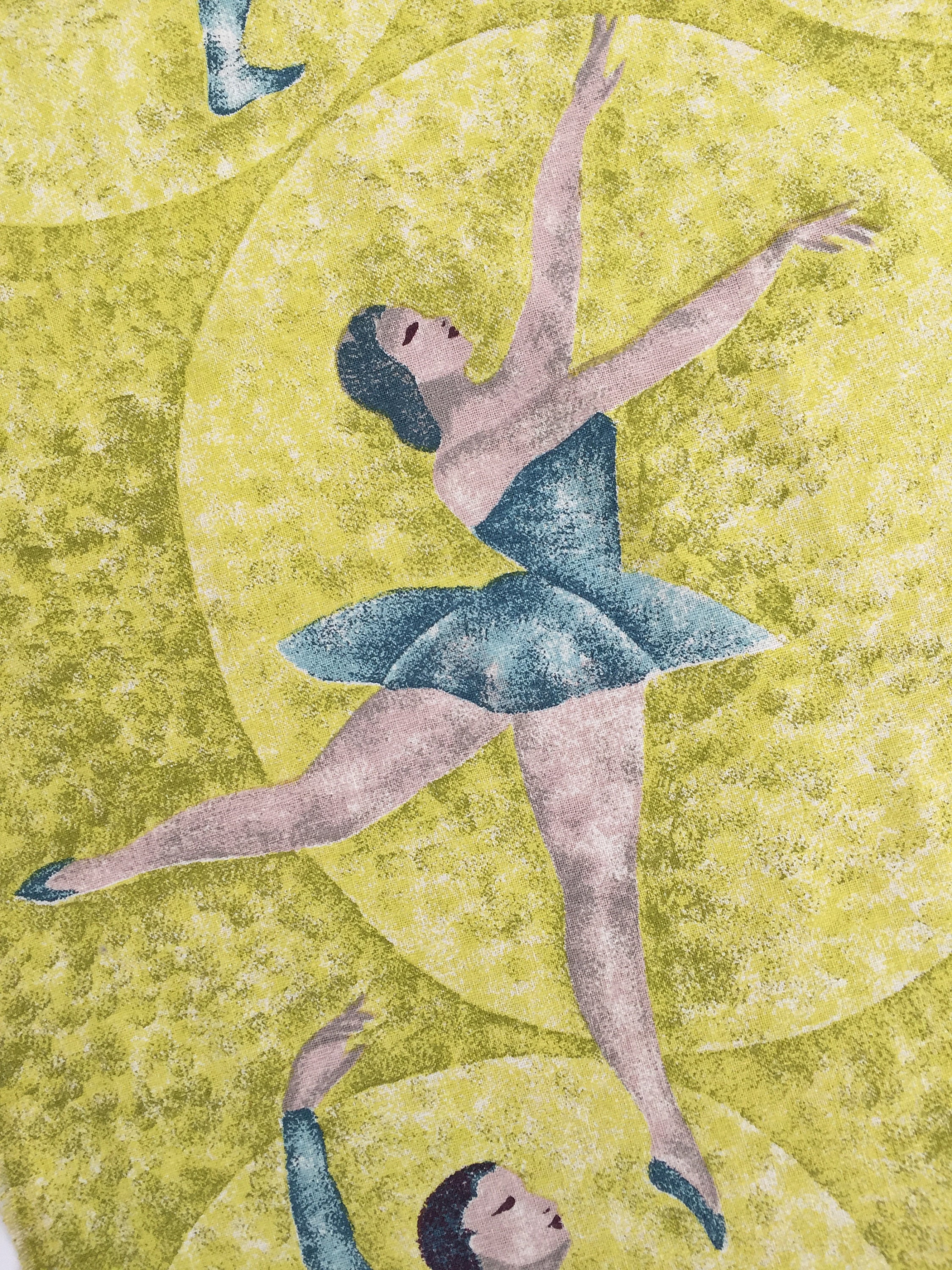 1950s Modernist Fabric Textile With Ballet Dancer Design - Etsy