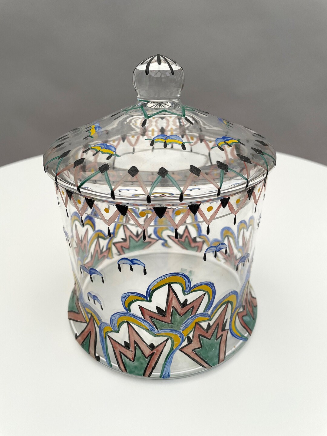 Art Deco Haida Glass Lidded Jar or Biscuit Barrel Vintage - Etsy