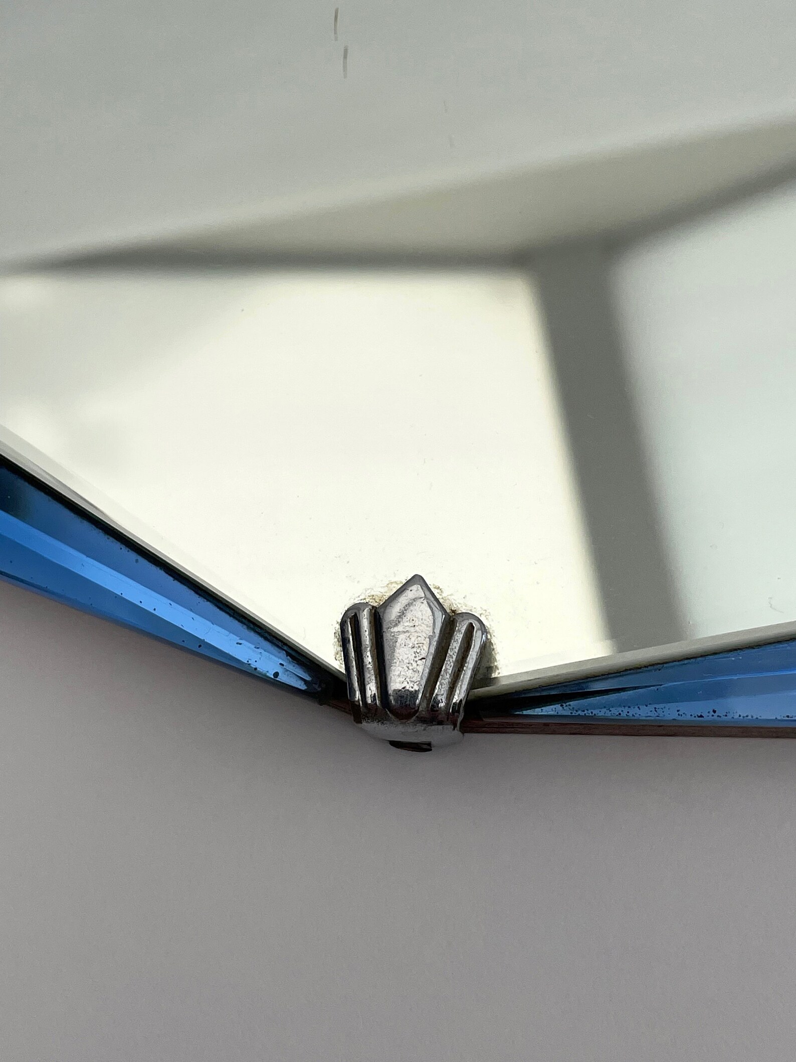 1930s Art Deco Wall Mirror With Blue Glass Vintage Antique - Etsy