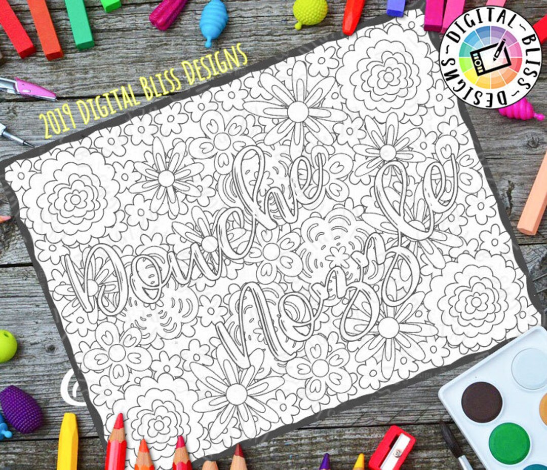 Adult Coloring Page Cuss Swear Word Rude Obscene - Etsy