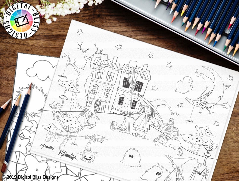 Printable Coloring Page, Little Witch, Halloween, Cute, Kids Printable ...