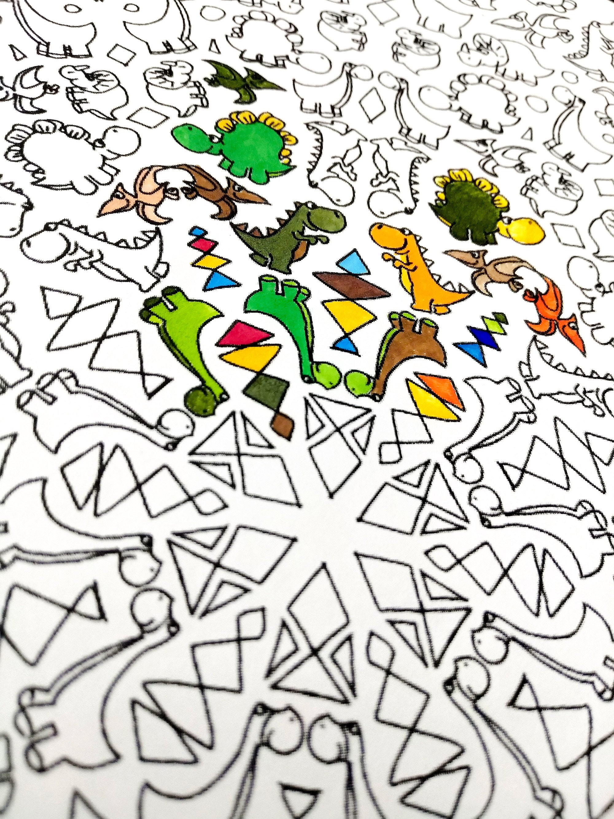 Printable Coloring Page, Sneaky Dinosaur Collage, Kids Printable Craft ...