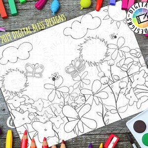 Printable Coloring Page, Sunflower Floral Collage, Kids Printable Craft ...