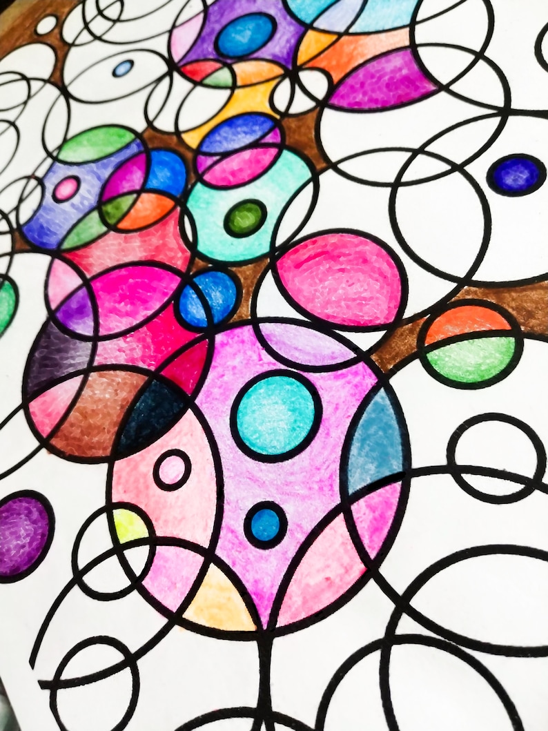 Printable Coloring Page, Circles, Kids Printable Craft, Adult Coloring ...