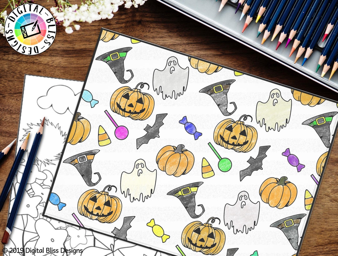 Printable Coloring Page, Halloween Shapes, Spooky, Kids Printable Craft ...