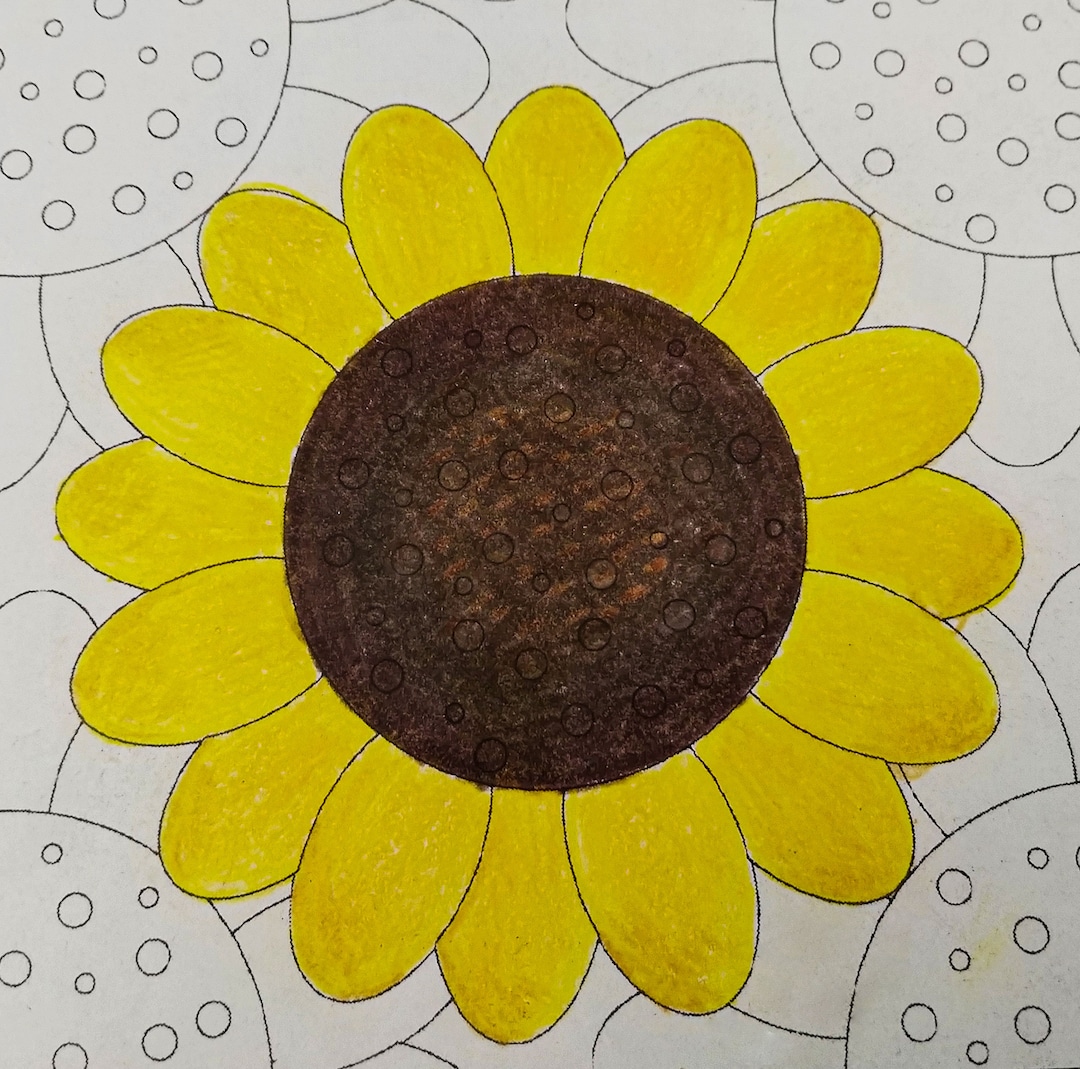 Printable Coloring Page, Sunflower Floral Collage, Kids Printable Craft ...