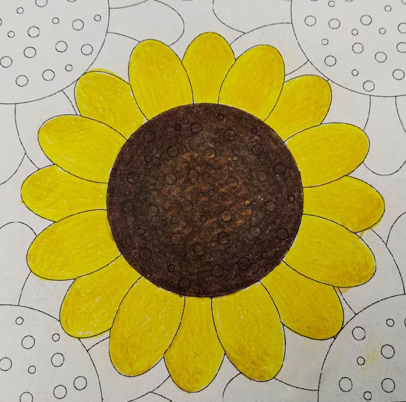 Printable Coloring Page, Sunflower Floral Collage, Kids Printable Craft ...
