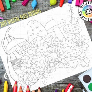 Printable Coloring Page, Fall Florals, Printable Craft, Autumn Coloring ...