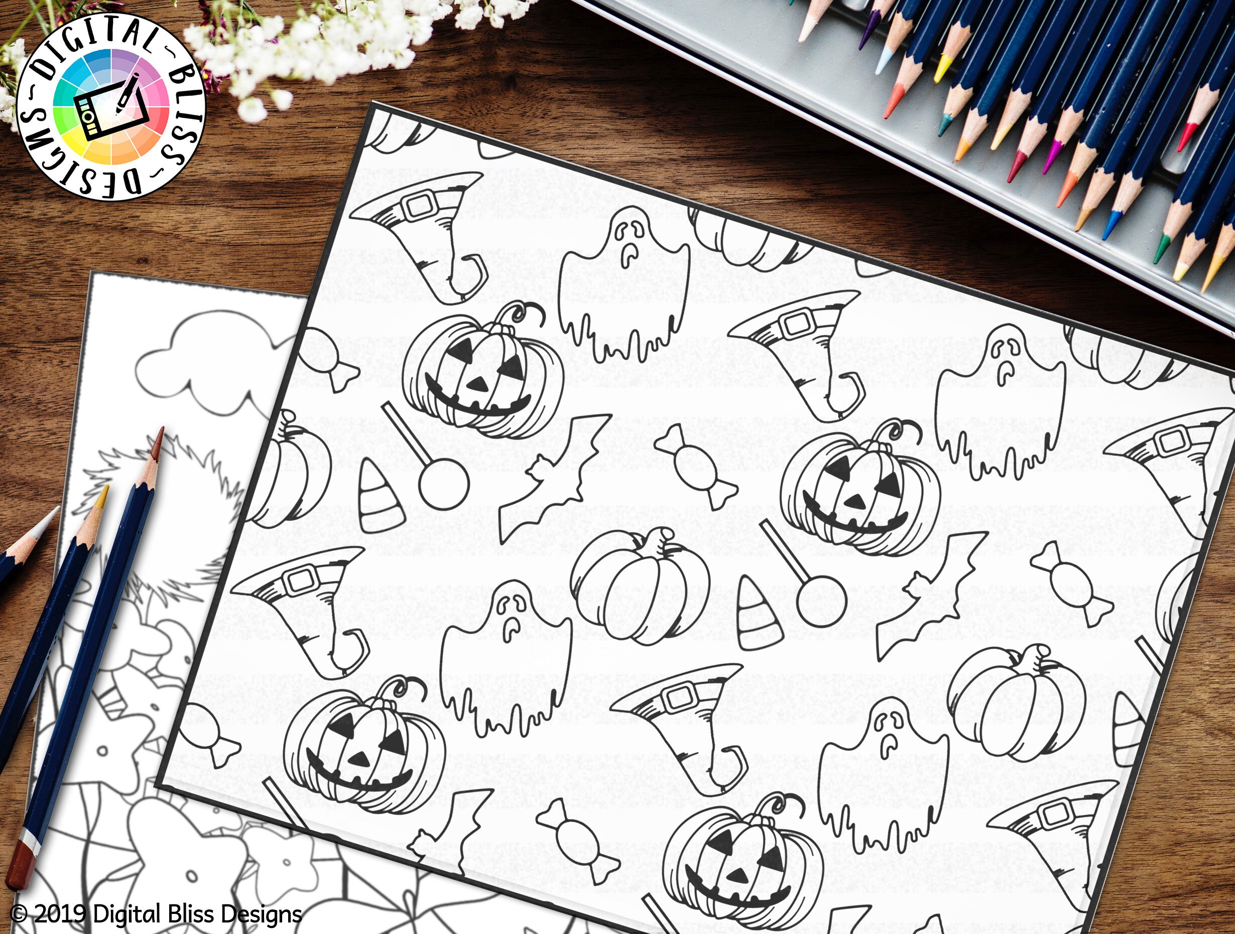 Printable Coloring Page, Halloween Shapes, Spooky, Kids Printable Craft ...