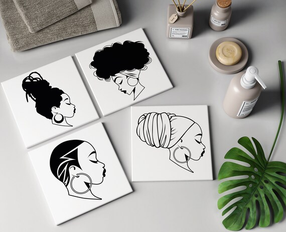 Woman of Color Natural Hair Coils 4 Ceramic Signature | Etsy