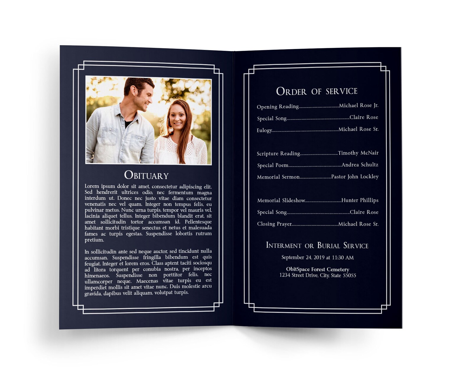 Funeral Program Template for Father/mother Celebration of Life Memorial ...
