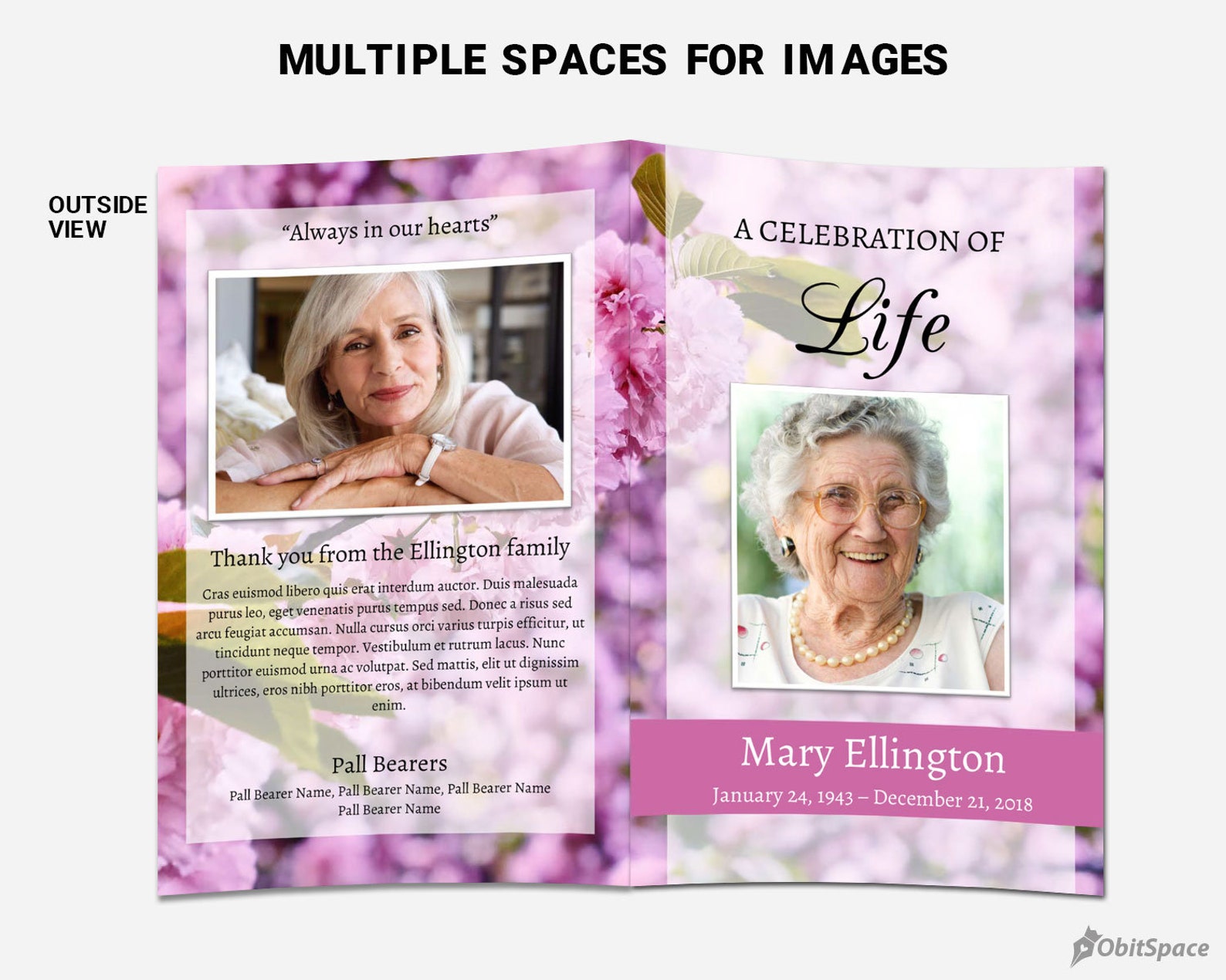 Funeral Program Template MS Word Funeral Obituary Memorial Celebration ...