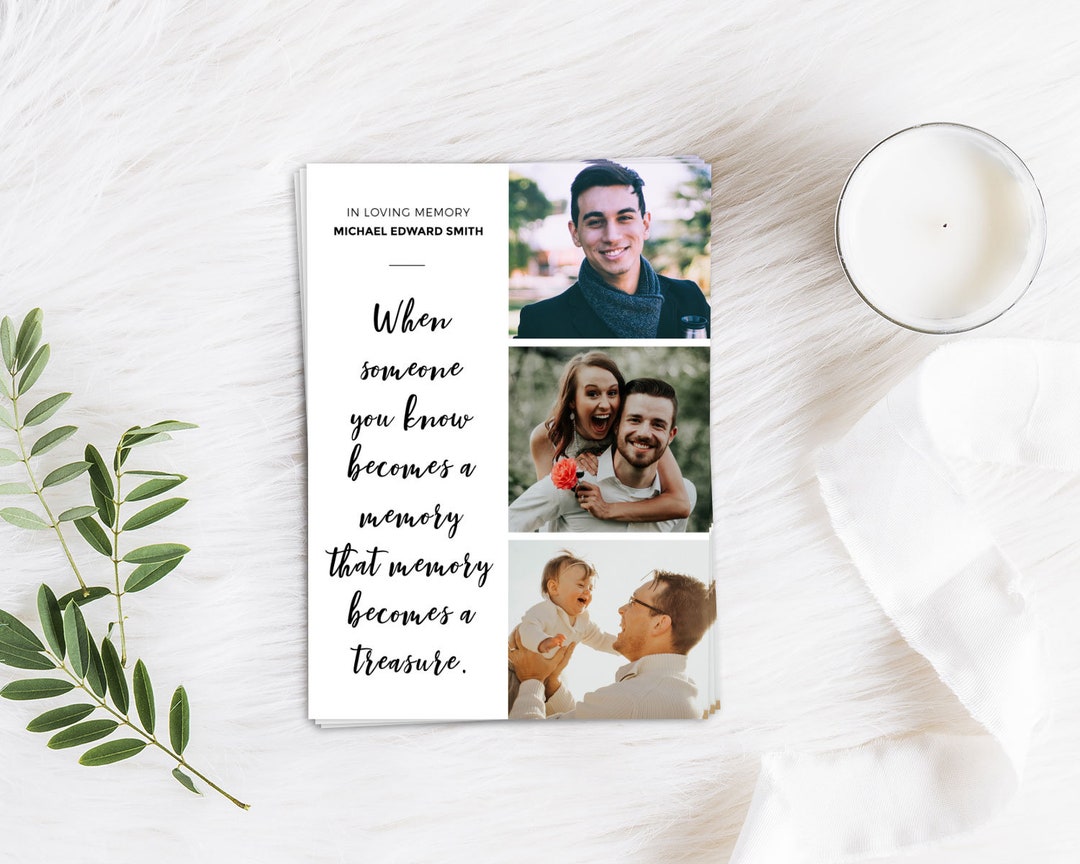 Funeral Program Template Insert Picture Collage Photo Card - Etsy